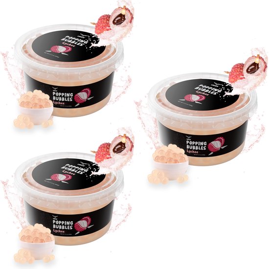 Locca Lychee Popping Boba - 3 Pack - Luxe Bubble Tea Parels - Vegan ...