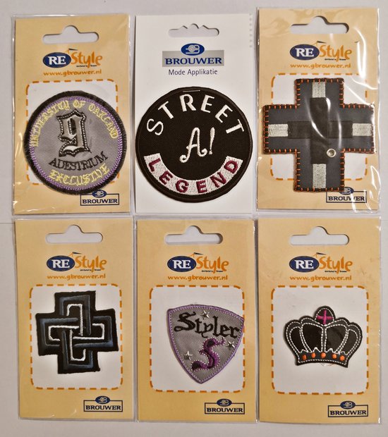 Strijkembleem, Restyle applicaties - divers - Set 6 stuks | bol