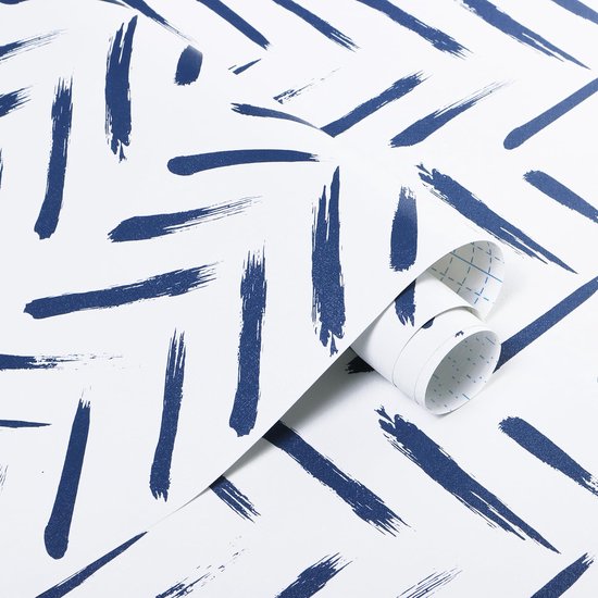 Inovra ® Modern Zelfklevend Waterdicht Behang in Blauw-Witte Strepen ...