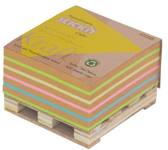 Stick'n Kubus - Sticky Notes - Kraft - 76 x 76 mm - Miniatuur Pallet ...