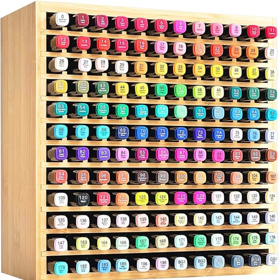 Marker Organizer Voor 144 Markers, Bamboe Art Supply Opslag Organizer ...