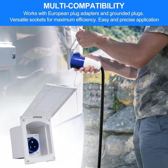 Outdoor Camping Socket 16A 220V-240V 3-Pin Waterproof CEE Wall Socket ...