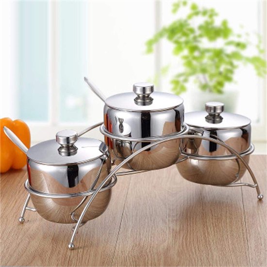 Spice Jars,Stainless Steel Spice Jar Set Salt Sugar Seasoning Box Spice ...