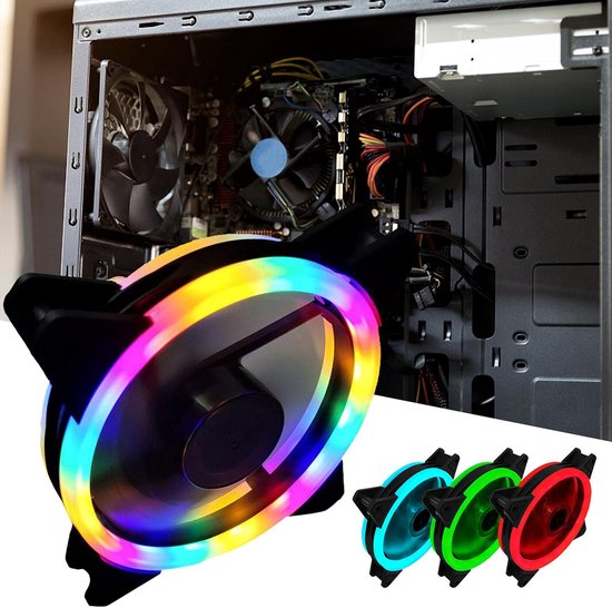 120mm Computer Case Fan Rainbow LED Stille Dual RGB Ventilator voor ...