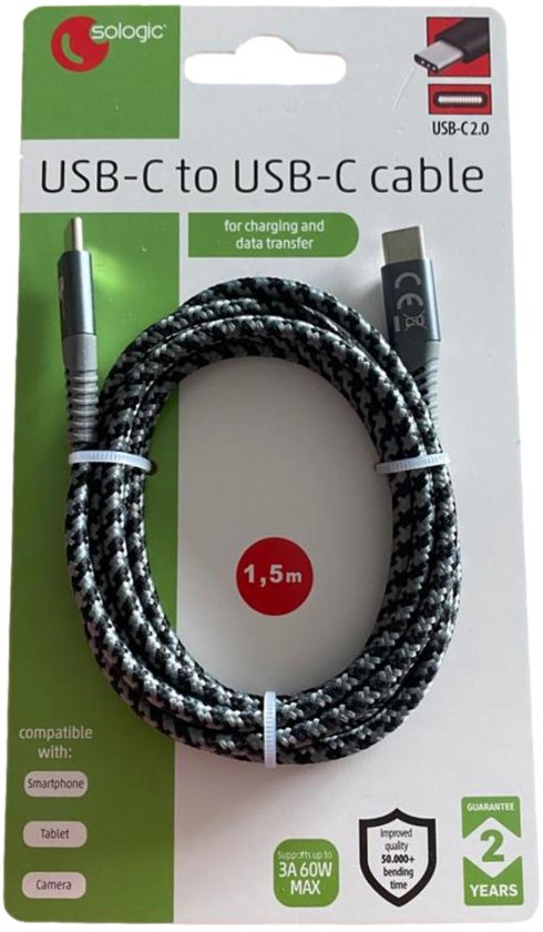 USB-C to USB-C cable 1,5m (USB-C2.0) | bol
