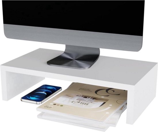 Monitorstandaard - Computers en Laptops - 1 stuk - Wit - MDF | bol