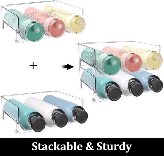 Stapelbaar flessenrek voor wijnflessen - maximaal 6 flessen - 2 stuks ...