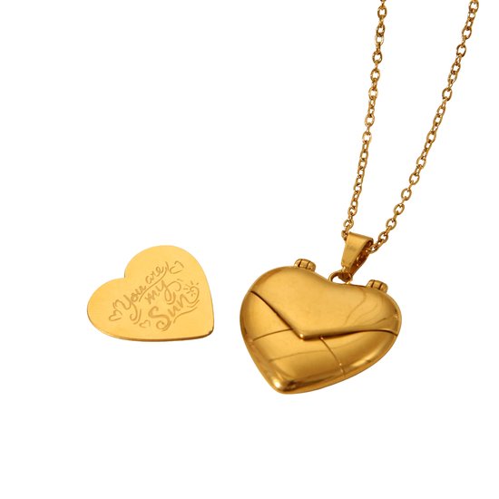Plux Fashion Hartje Ketting You Are My Sun - Goud - 2mm/45cm + 5cm ...