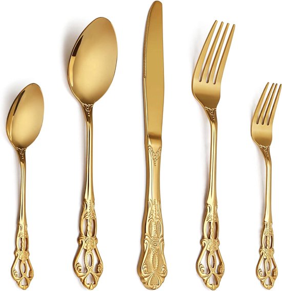 Royal Gold Bestekset - luxe goudkleurig bestek - set voor 4 personen ...