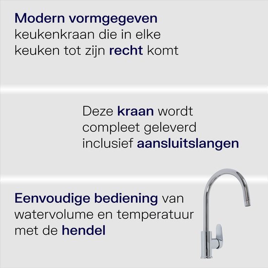 Plieger Dour Keukenkraan - 1-gats- Hoge ronde uitloop - Zijbediening | bol