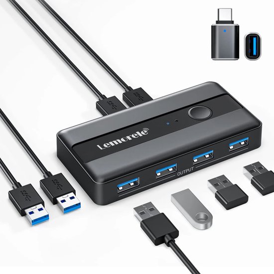 Lemorele H5 USB 3.0 KVM-Switch - 4 USB-poorten - 2 Computers Delen ...