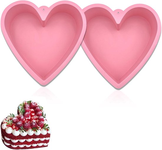 Bakvorm Hart - Taartvorm - 2 Stuks - Roze - Siliconen - 25 cm | bol