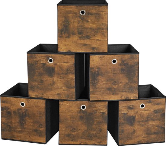 Opbergdoos set van 6 - multifunctioneel - 30 x 30 x 30 cm - rustiek ...