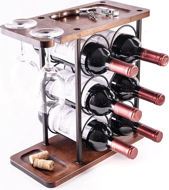 Casier à vin 6 bouteilles - Porte-bouteilles de vin à poser - 3 niveaux | bol