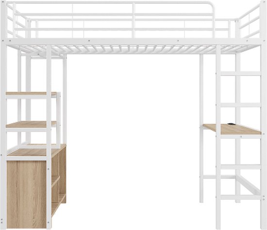 Gotagee Hoogslaper met bureau USB Meerdere planken ijzeren frame ...