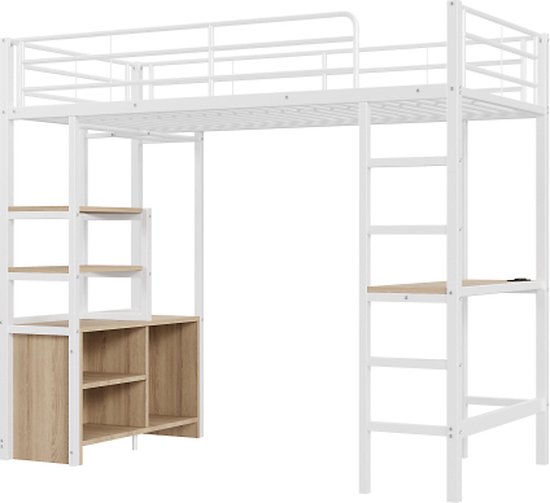 Gotagee Hoogslaper met bureau USB Meerdere planken ijzeren frame ...