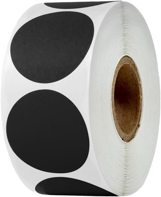 500 stuks zwarte ronde thermische etiketten stickers op rol - geschikt ...