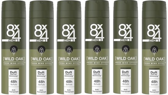 8x4 Deodorant Spray No 8 Wild Oak 150 ml - Voordeelverpakking 6 stuks | bol