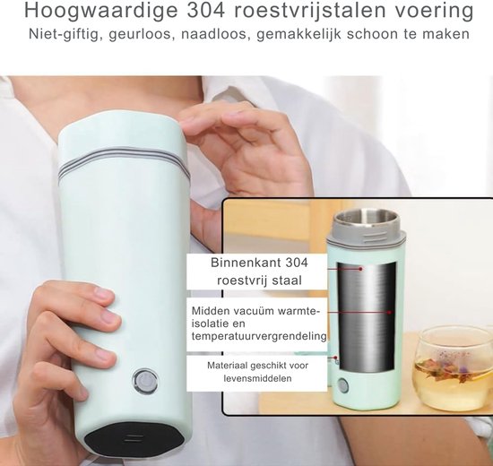Elektrische Reisbeker - 12V/7A - 350ml - Verwarming tot 98°C - RVS Binnenkant | bol