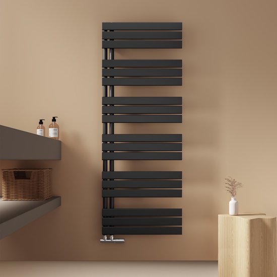 EMKE Handdoekradiator - Plat Design - Mat Zwart - 160x60 cm - 958W ...