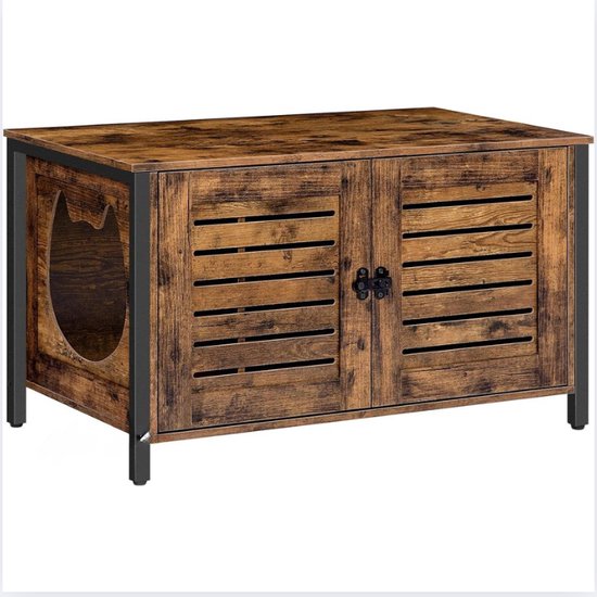Signature Series Kattenhuis met Lamellendeur - Donkerbruin/Vintage | bol