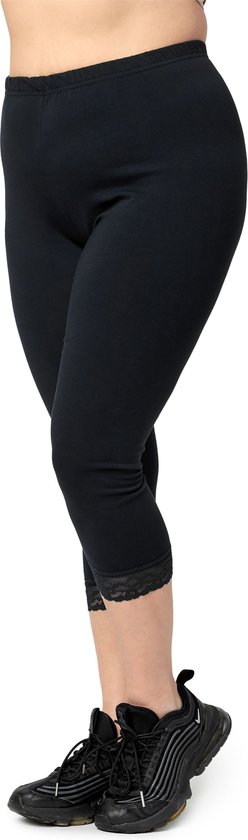 Merry Style – Leggings - Grote Maten – Dames - 3/4 Lange – Katoen – Zwart – 6XL -... | bol
