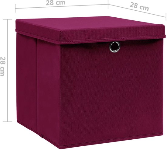 vidaXL Opbergboxen met deksel - 10 stuks - Donkerrood Opbergdoos ...