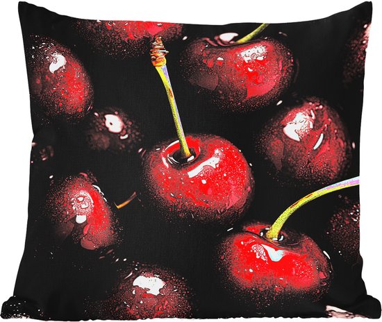 Buitenkussen - Rood - Fruit - Kersen - 45x45 cm - Weerbestendig | bol