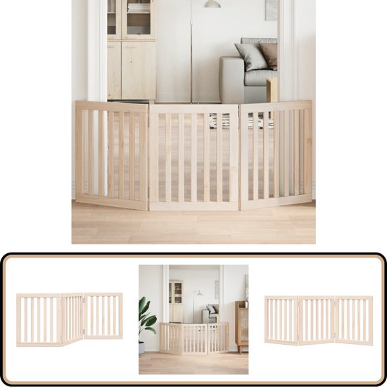 vidaXL Hondenhek inklapbaar 3 panelen populierenhout Hondenhek - Hondenhekken -... | bol