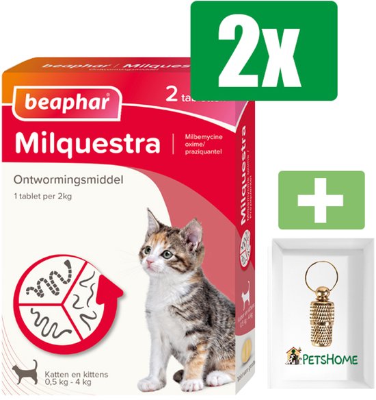 Beaphar Milquestra Ontworming Kleine Kat / Kitten 2 Tabletten - 2 stuks ...