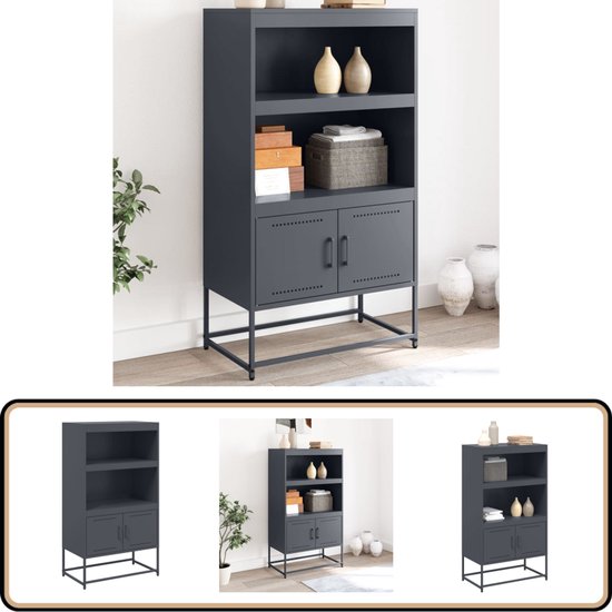 vidaXL Hoge kast - 68,5x38,5x123,5 cm - Staal - Antraciet Hoge Kast ...