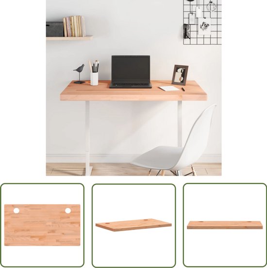 The Living Store Bureaublad 100x60x4 cm massief beukenhout - Bureau ...