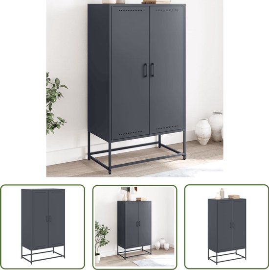 The Living Store Hoge kast 68,5x38,5x123,5 cm staal antracietkleurig ...