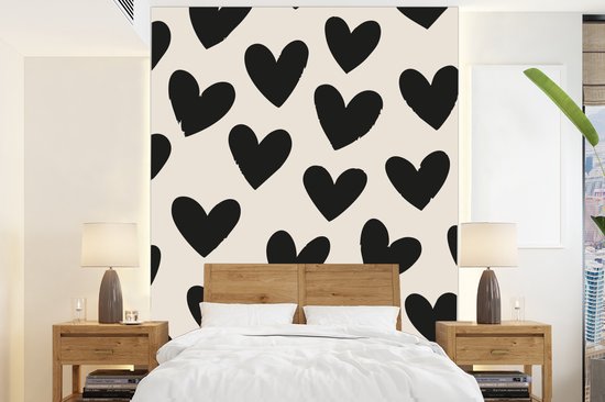 Behang - Fotobehang Hartjes - Zwart - Beige - Breedte 165 cm x hoogte ...