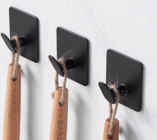QUICKWARE handdoekhaakjes - Wandhaak - 1 stuk – Zwart – Zelfklevend ...