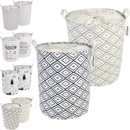 Ronde wasmand met trekkoord - waterdicht en opvouwbaar - 2 stuks ...