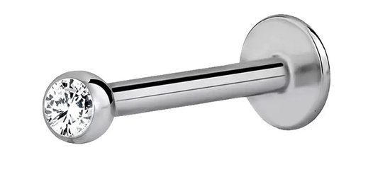 Titanium 10 mm Labret piercing 1,2 met 3mm bal met Swarovski Kristal | bol