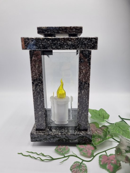 Lantaren Graniet - Impala - LKK - Glazen draai deur - Incl LED kaars ...