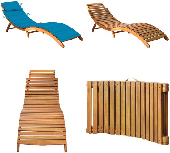 vidaXL Ligbed met kussen massief acaciahout Ligbed - Acacia Hout ...