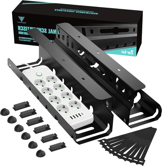 Kabelgoot voor Bureau - Kabelmanagement - 2-delige Set - Zwart | bol