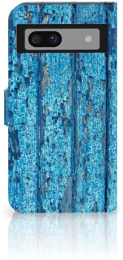Google Pixel 8A Book Style Case Wood Blue | bol