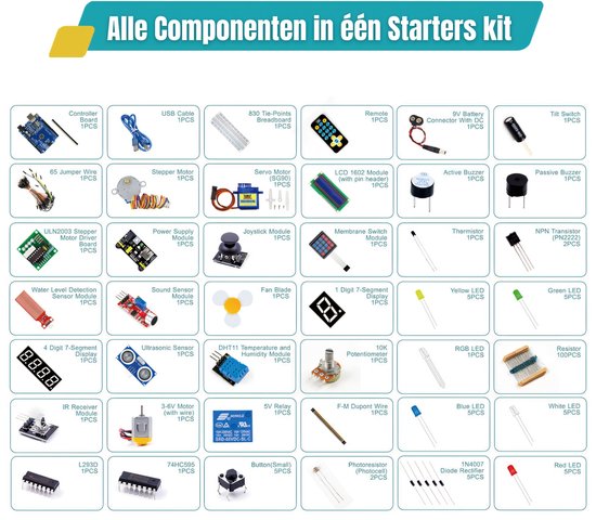 Sminty® Arduino Starter Kit Uno R3 - Elektronica Starterset – 239 Componenten –... | bol