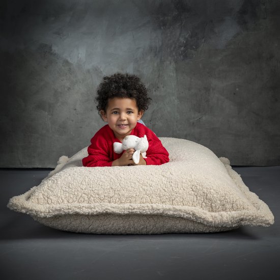 Drop & Sit - zitzak/zitkussen - sfeervolle teddy - ecru - 100 X 150 cm ...