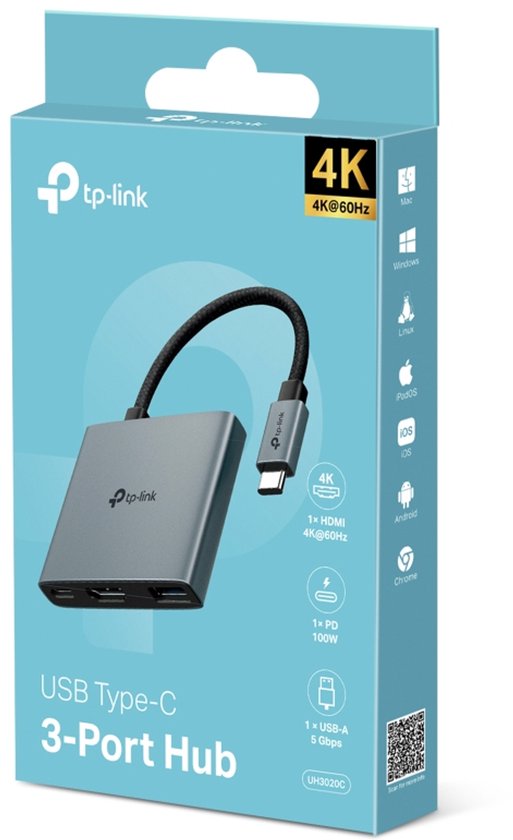 TP-Link UH3020C interface hub USB Type-C 5000 Mbit/s Grijs | bol
