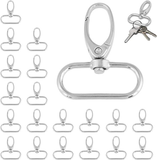 20-delige set van D-ringen, zinklegering draaibare sluiting, kreeft- en ...