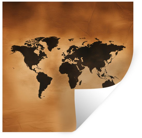 Muurstickers - Sticker Folie - Wereldkaart - Bruin - Kaart - 100x100 cm - Plakfolie -... | bol