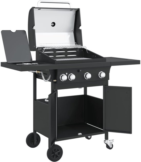 vidaXL Gasbarbecue 4 branders zwart staal Gasbarbecue - Buitengoed ...