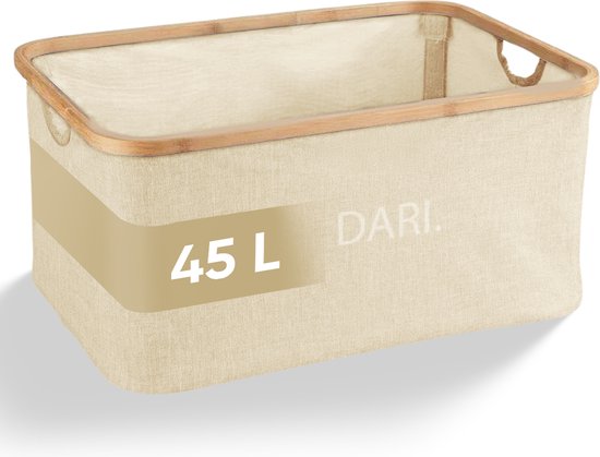 DARI. Opvouwbare Wasmand 45L – Heupwasmand – Wasmanden – Opbergmand – Wasbox – Bamboe... | bol