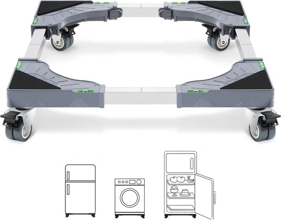 Wasmachine stand - 4 vergrendelbare wielen - 200kg - 40-62 cm - 11 cm | bol