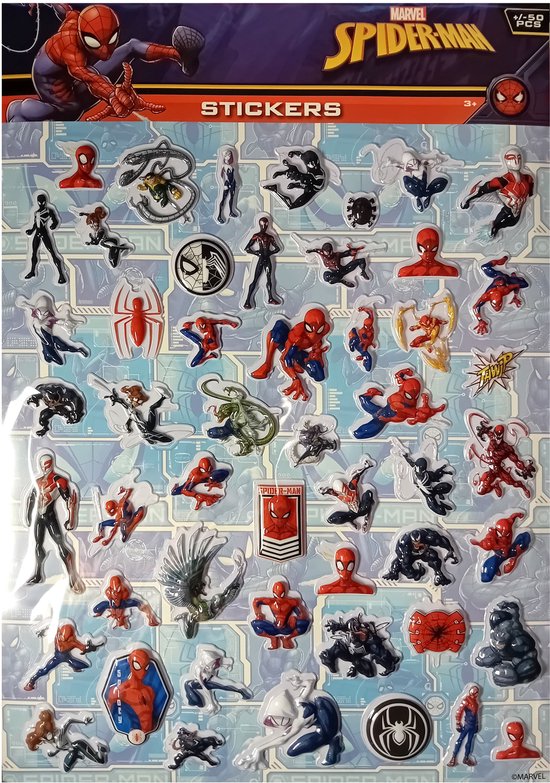 Marvel Spider-Man - +/- 50 PopUp bubbel stickers - 3D effect ...